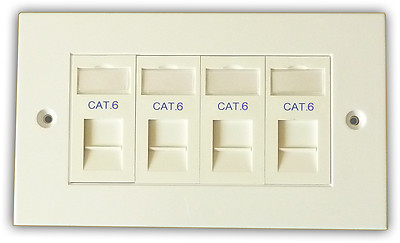 Cat6 4 Way Data Network Outlet Kit, Faceplate, Modules. LAN Ethernet ...