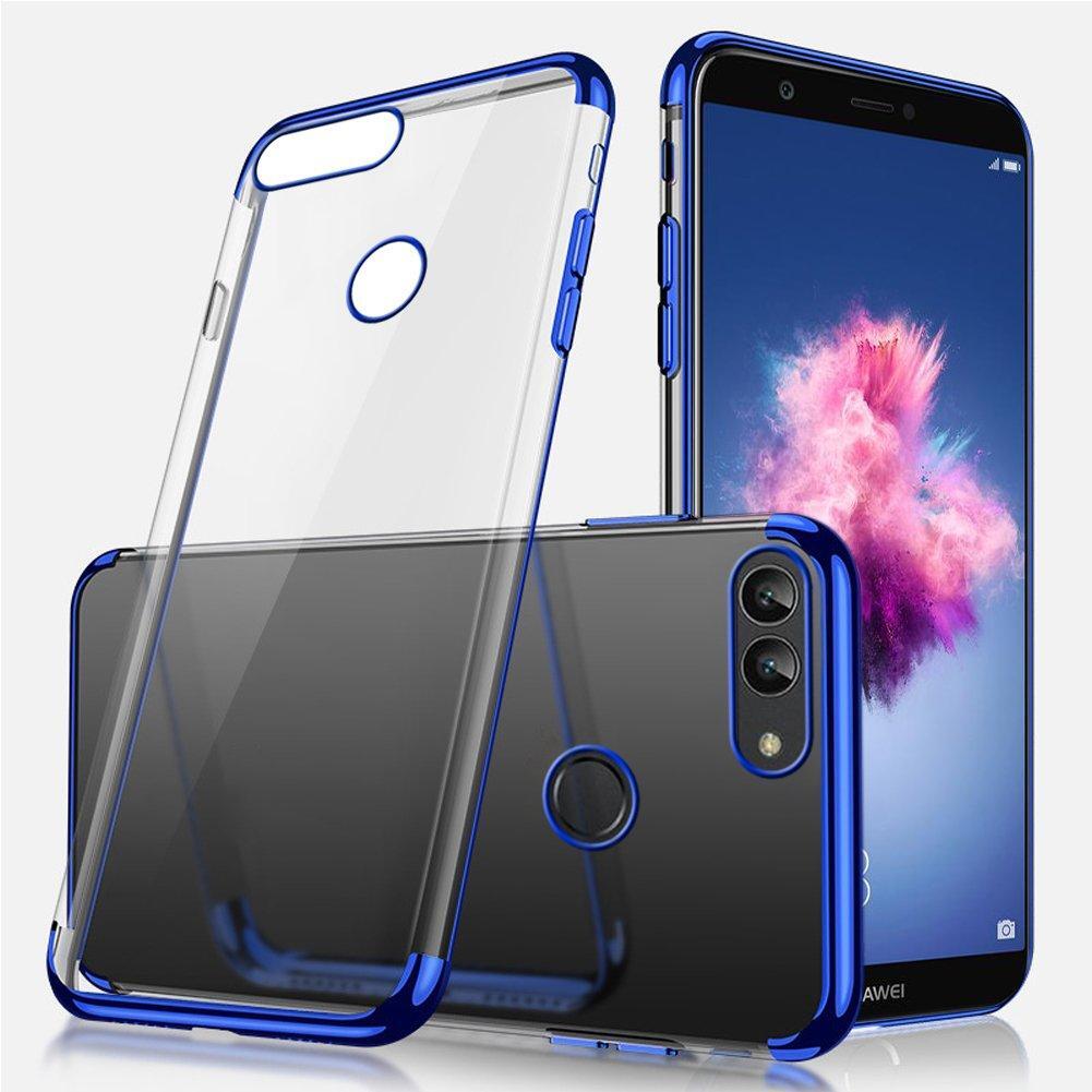For Huawei P Smart 2017 2019 Clear Black Blue Carbon Fiber Gel Phone ...