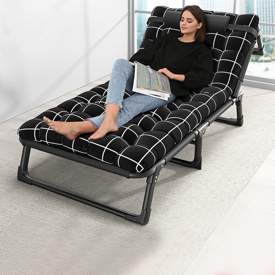 Portable Folding Camping Cot & Mat Pillow Adjustable 4-Position ...