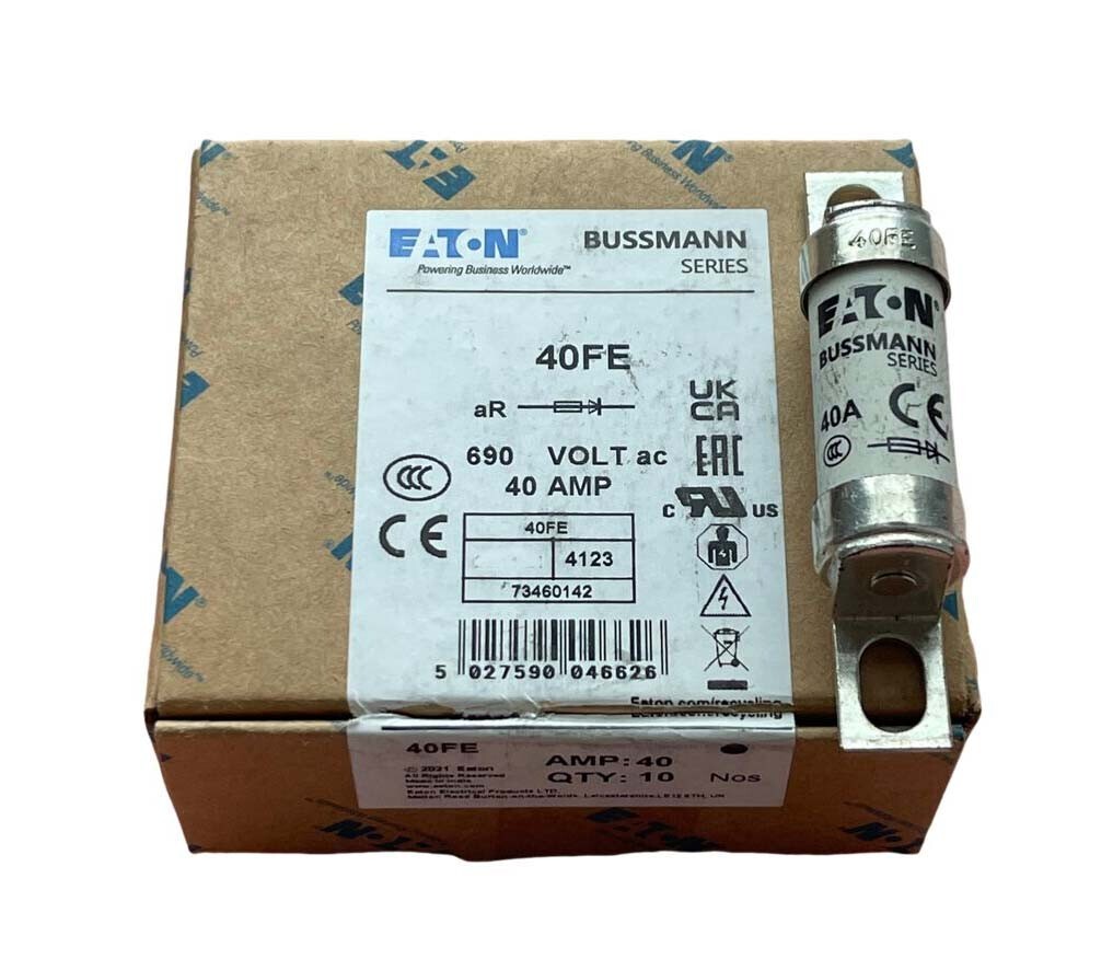 10pcs Bussmann 40FE ( 40 Amp ) 40A 690Vac AC Fuse Type T BS88 British ...