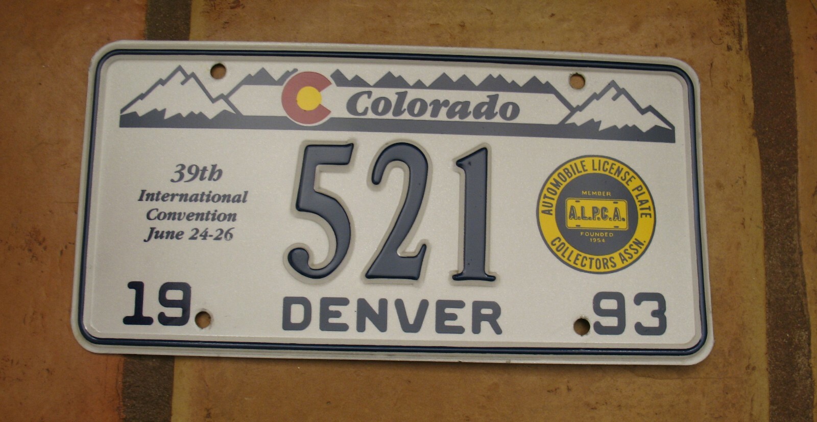 B28 - COLORADO 1993 39th ALPCA CONVENTION LICENSE PLATE #521, Unused | eBay