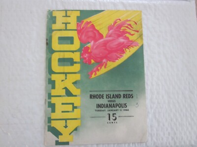 1943-44 Rhode Island Reds vs Indianapolis Caps American Hockey League ...