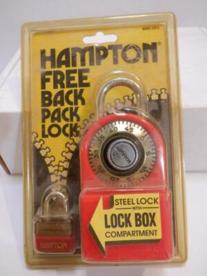HAMPTON VINTAGE STEEL PADLOCK WITH BACKPACK LOCK BOX COMPARTMENT LOCKER ...