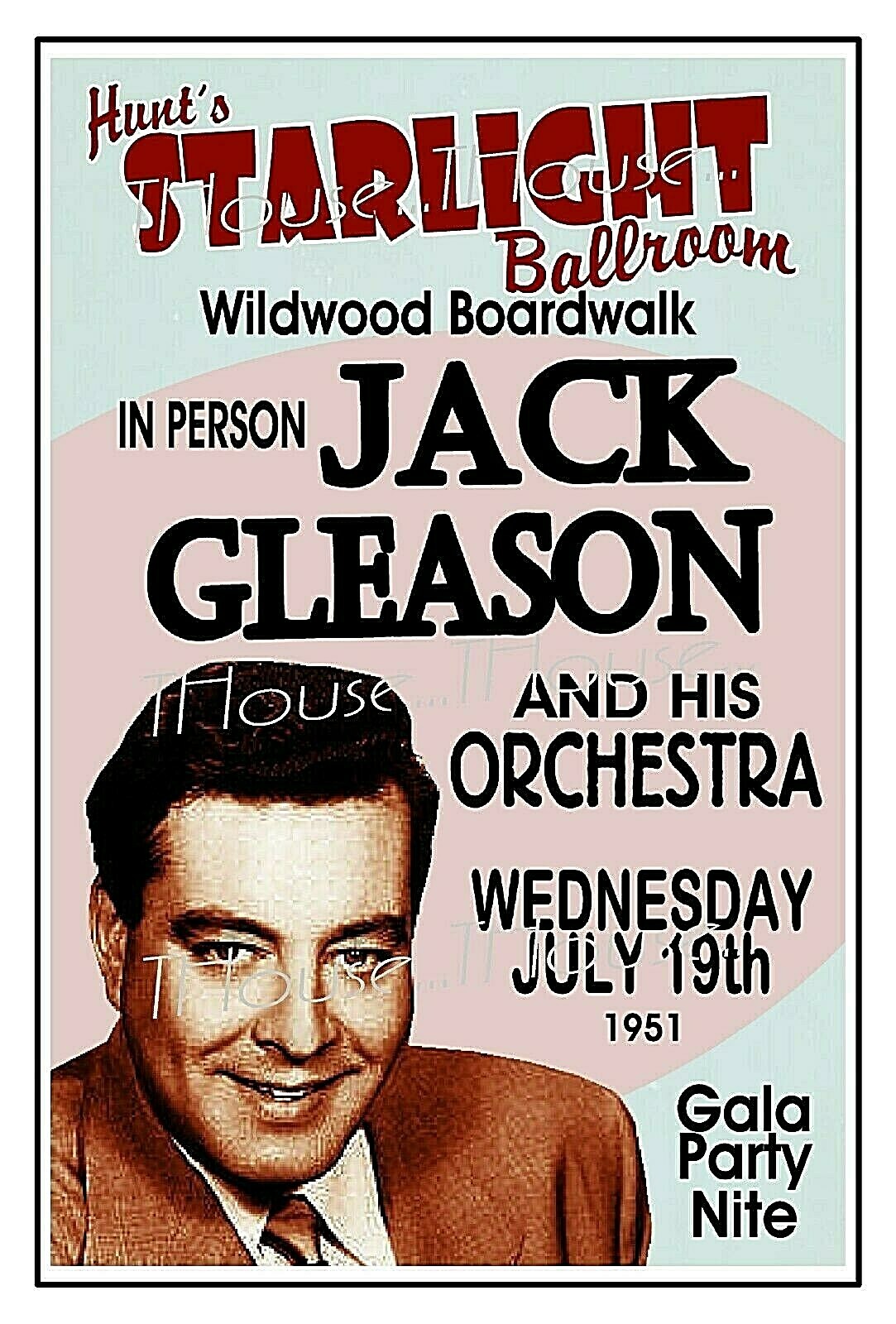 JACK GLEASON 1951 Gig Poster STARLIGHT BALLROOM Wildwood NJ Poster | eBay