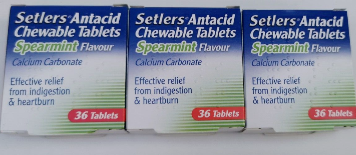 Setlers Antacid Chewable Spearmint Indigestion Heartburn 3x 24 Tablets ...
