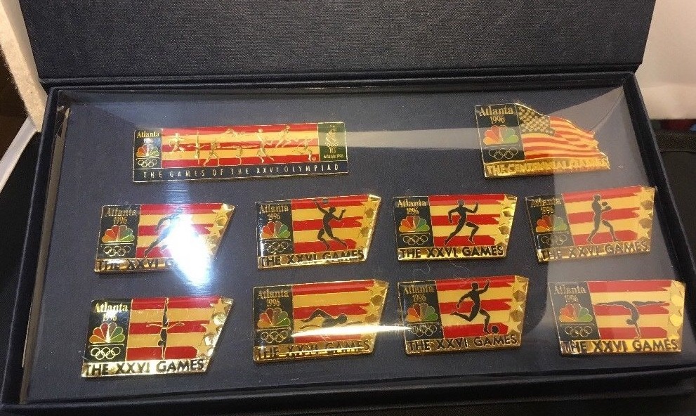 1996 Atlanta Olympic NBC Media Pins, Set Of 10 In Presentation Case | eBay
