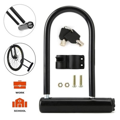 🔥U Shaped Bike Lock With Two Keys Heavy Duty Cable With Bracket Bicycle ...