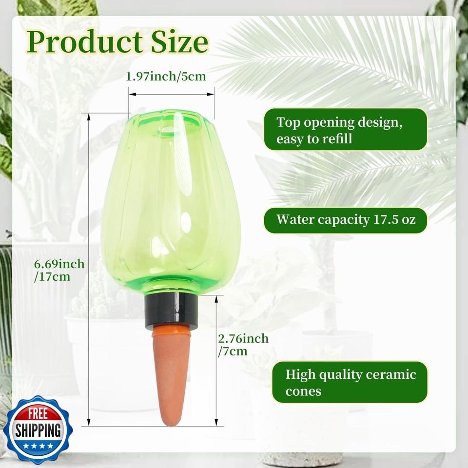 GEWOSI 3pcs Plant Self Watering Globes, Plastic Water Bulbs Top Fill ...