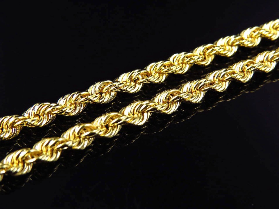 Hollow Bonded Rope Chain 5MM in 1/10th Real 10K Yellow Gold 18"-30" | eBay