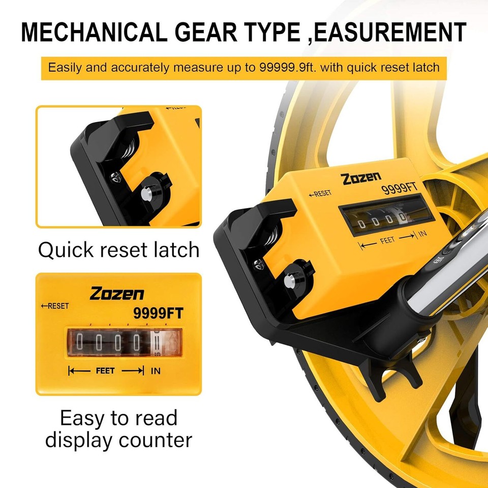 Zozen Distance Measuring Wheel in Feet and Inches, Collapsible Measure ...