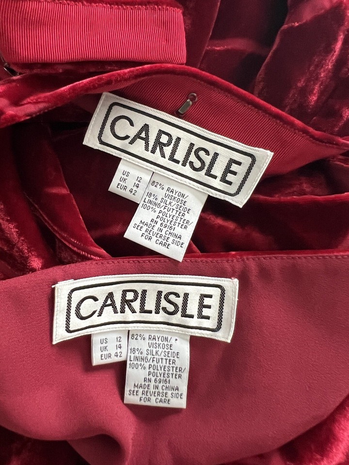 Carlisle Silk Blend Textured Valentine Red Velvet Top and Skirt Set 12 ...