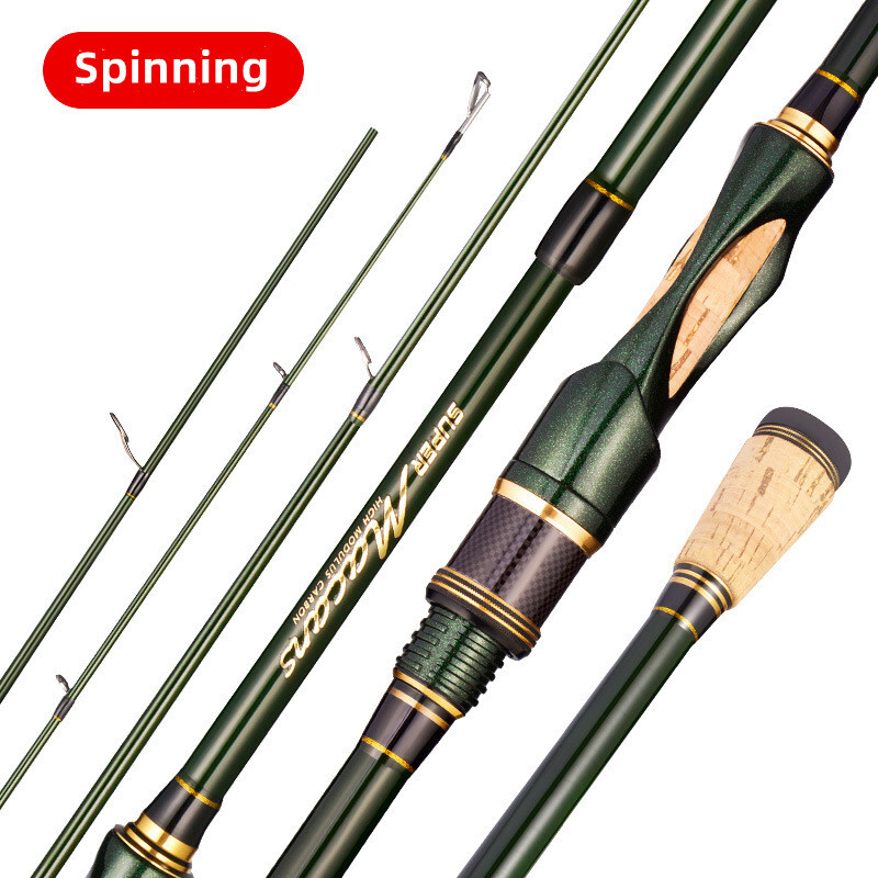 Spinning Casting Fishing Rods Carbon Fiber Pole 4 Sections Light Travel ...