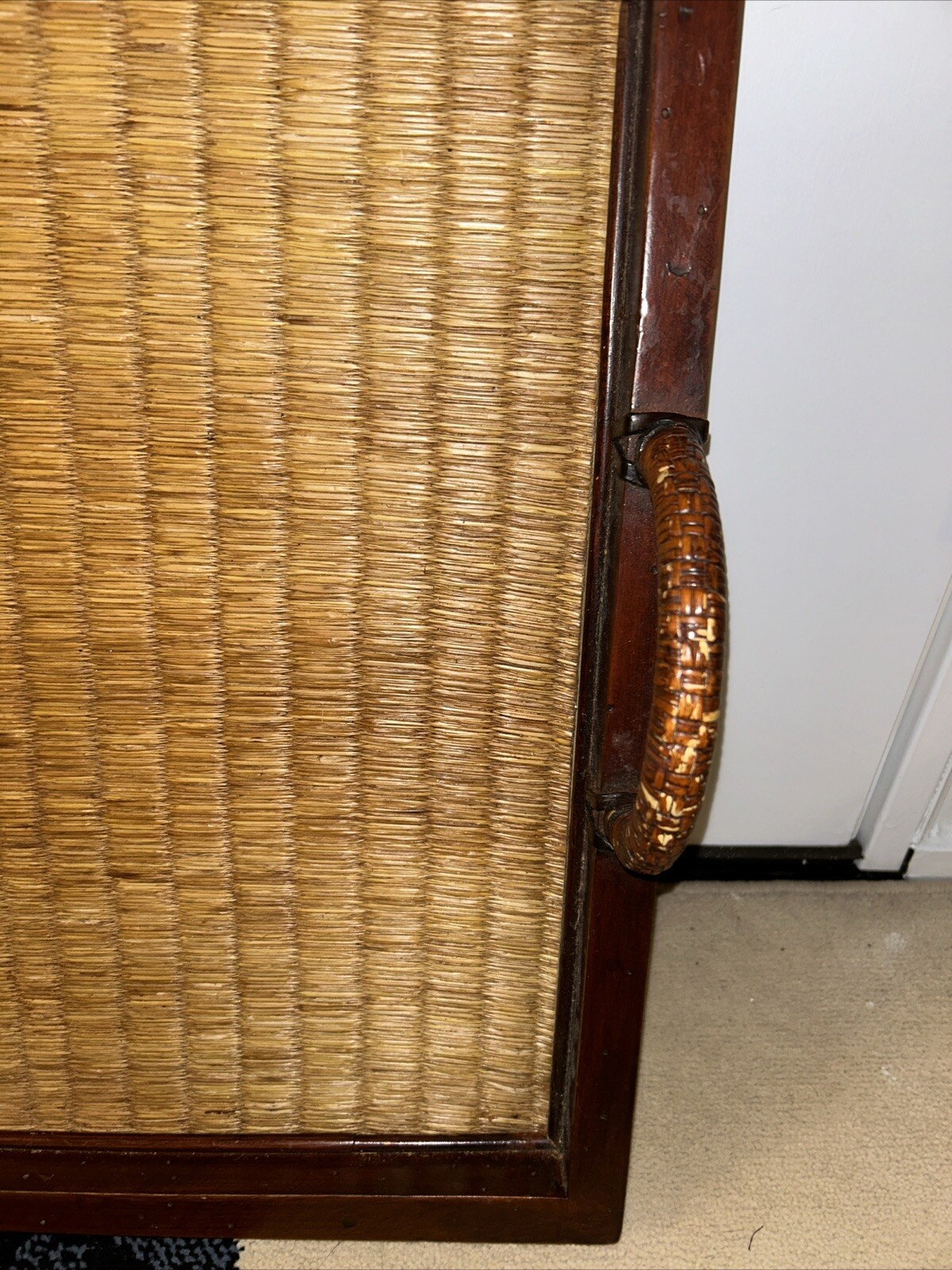 Palecek Wicker Bamboo Handheld Serving Tray Large 24x 20 Vintage | eBay