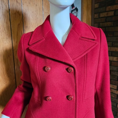 Vtg 60s Mod Winter Space Age Moon Pockets Red Wool Dress Long A Line ...