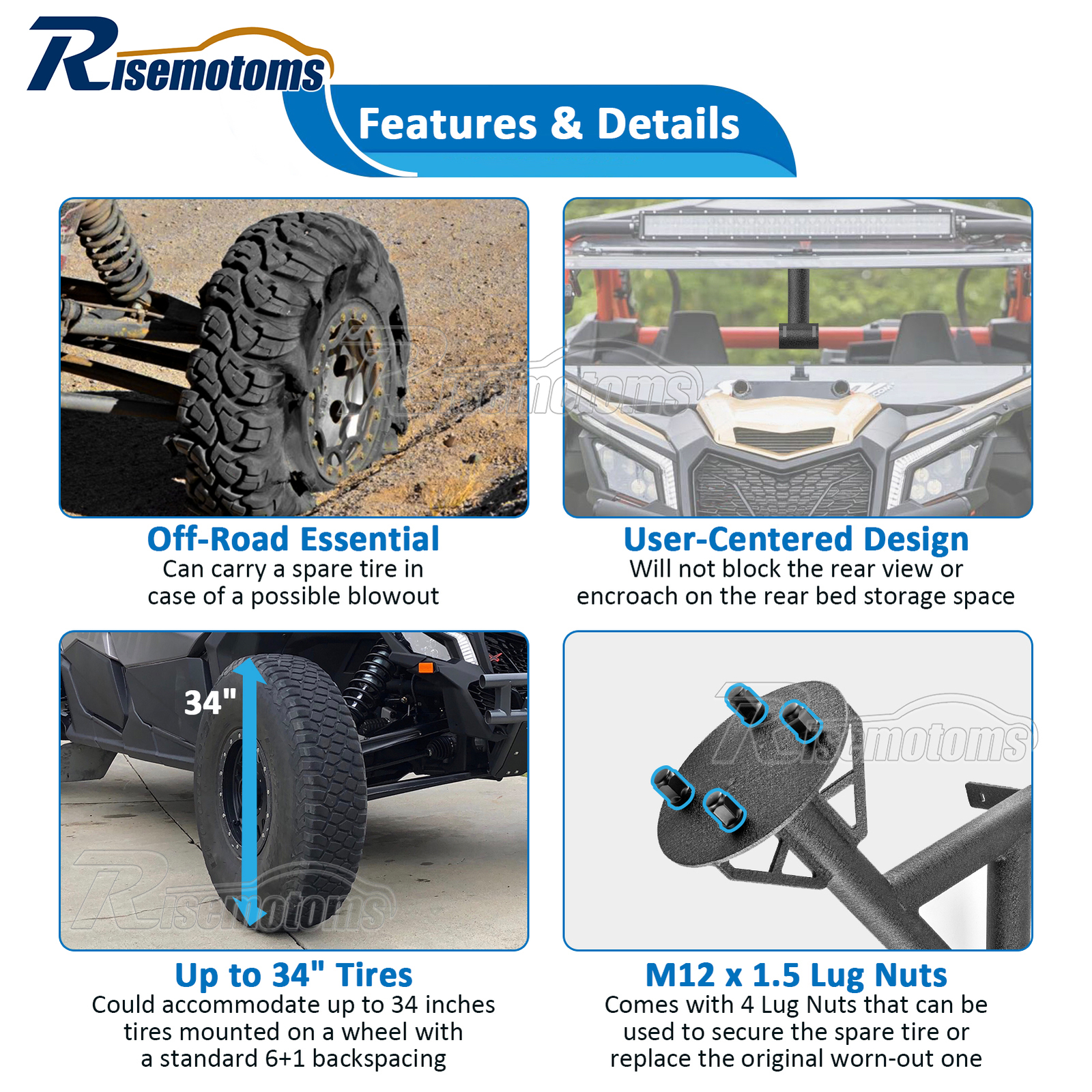 For Can Am Maverick X3 Max Turbo R UTV 2017-2024 Spare Tire Carrier ...