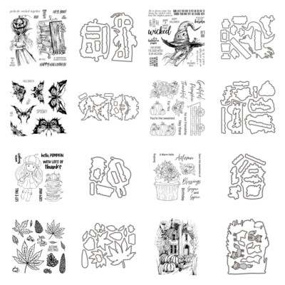 Halloween Anima Flower Metal Cutting Dies Clear Stamps DIY Scrapbooking ...
