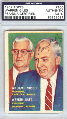 Warren Giles Autographed Signed 1957 Topps Card #100 PSA/DNA #83828587 ...