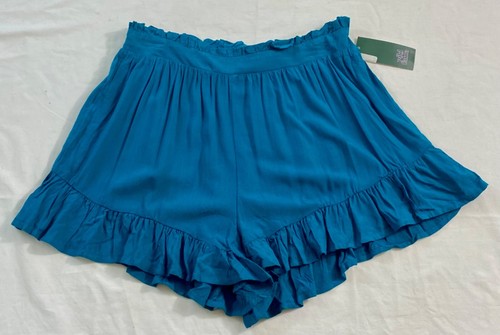 women's Wild Fable shorts size medium navy elastic waist ruffle leg ...