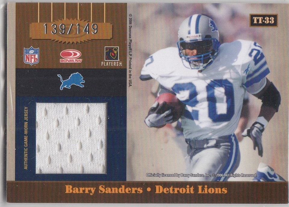 2006 Donruss Elite Throwback Threads #33 Bobby Layne/Barry Sanders /149 ...
