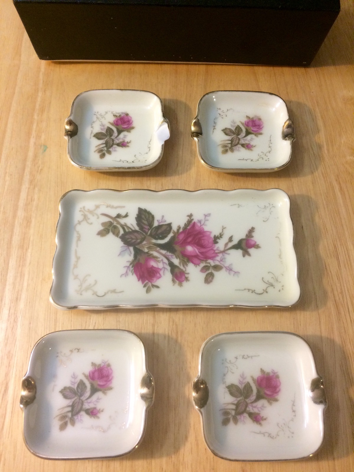 Vintage 50's Gold Trim Porcelain Chopstick Dishes Ashtray Cigarette ...