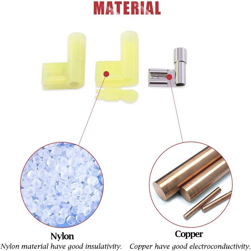 22-10 AWG Female Flag Terminals Right Angle Electrical Wire Spade ...