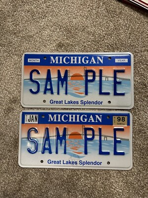 Michigan License Plate Sample Type 1 And Type 2 Pair 1998 1996 - 2007 ...