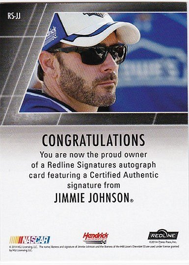 JIMMIE JOHNSON 2014 PRESS PASS REDLINE SIGNATURES AUTOGRAPH 8/10 | eBay