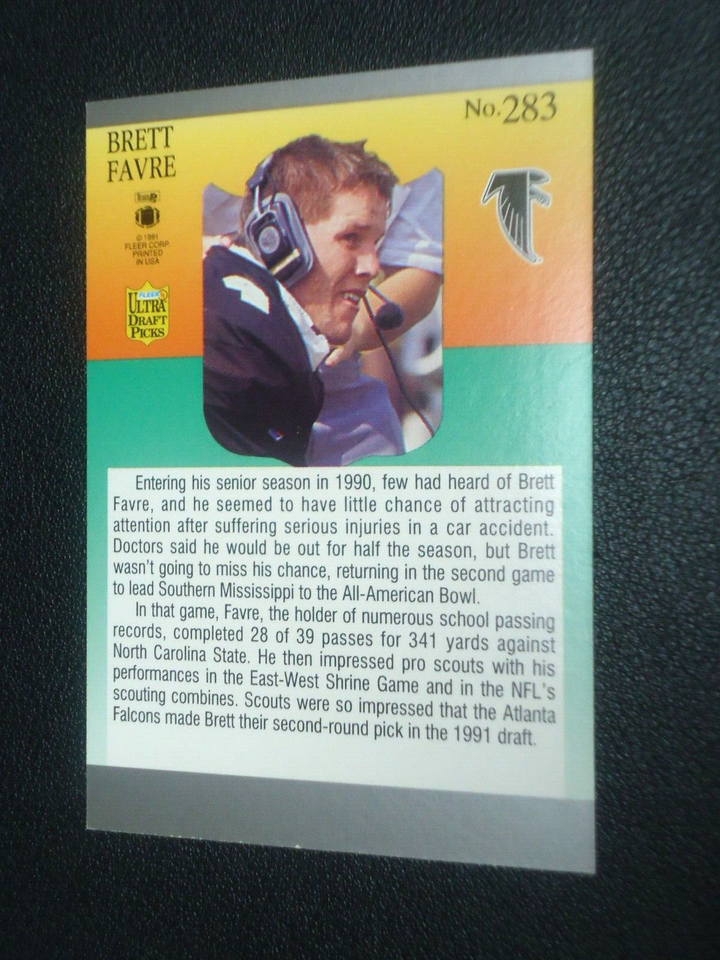 Brett Favre 1991 FLEER ULTRA DRAFT PICKS Card #283 | eBay
