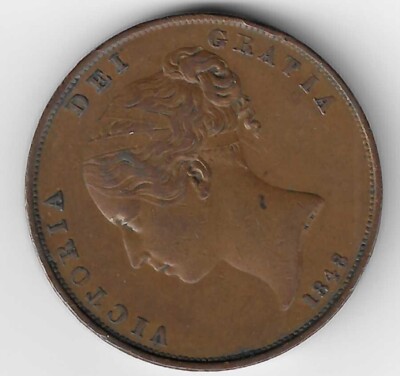 Queen Victoria Young Head 1848 OT Coinage Penny 1d British Victorian ...