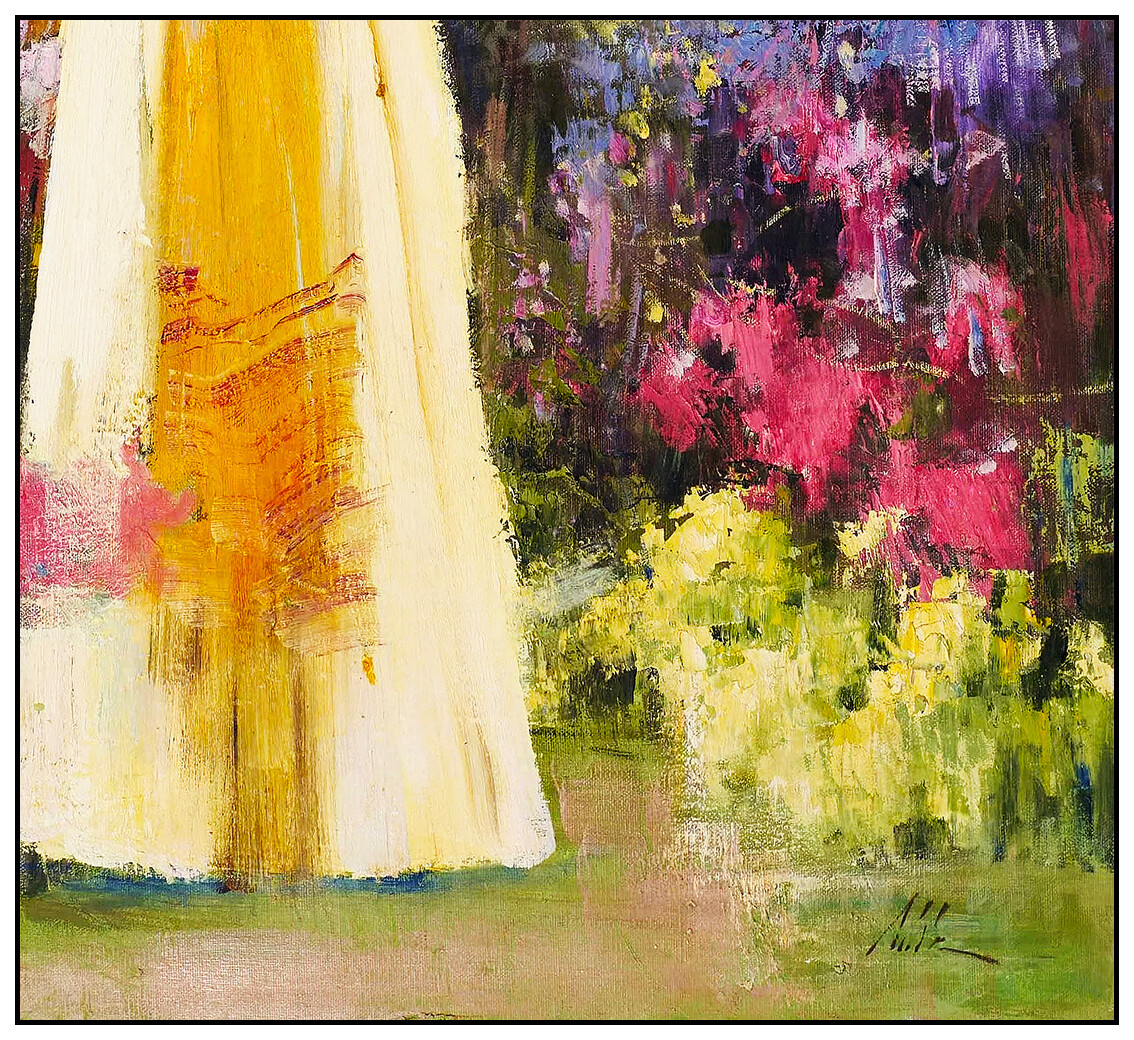 An He Original Painting Oil On Canvas Signed Hans Amis Large Floral ...