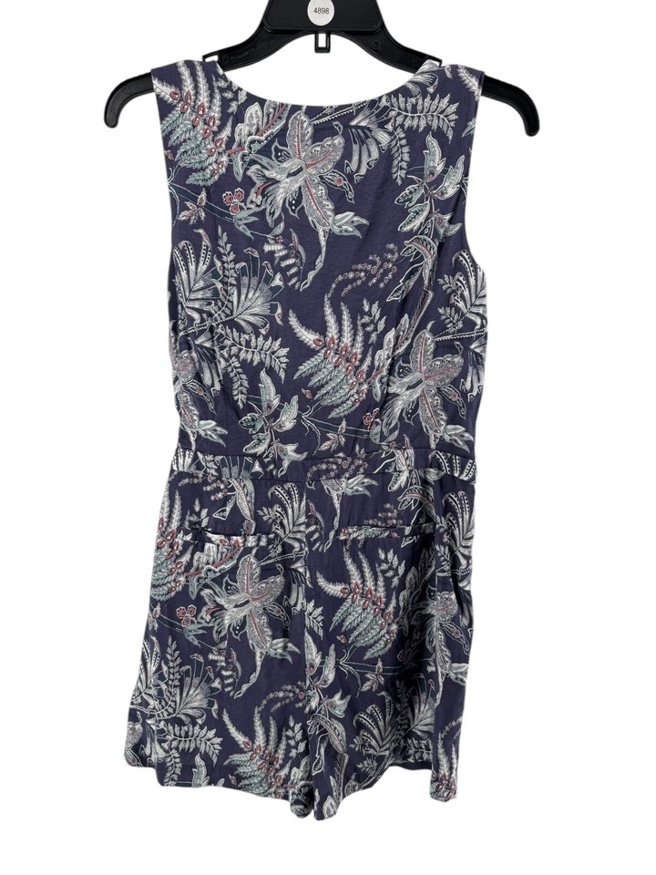 Loft Outlet Women's Blue White Tropical Floral Sleeveless Wrap Romper ...