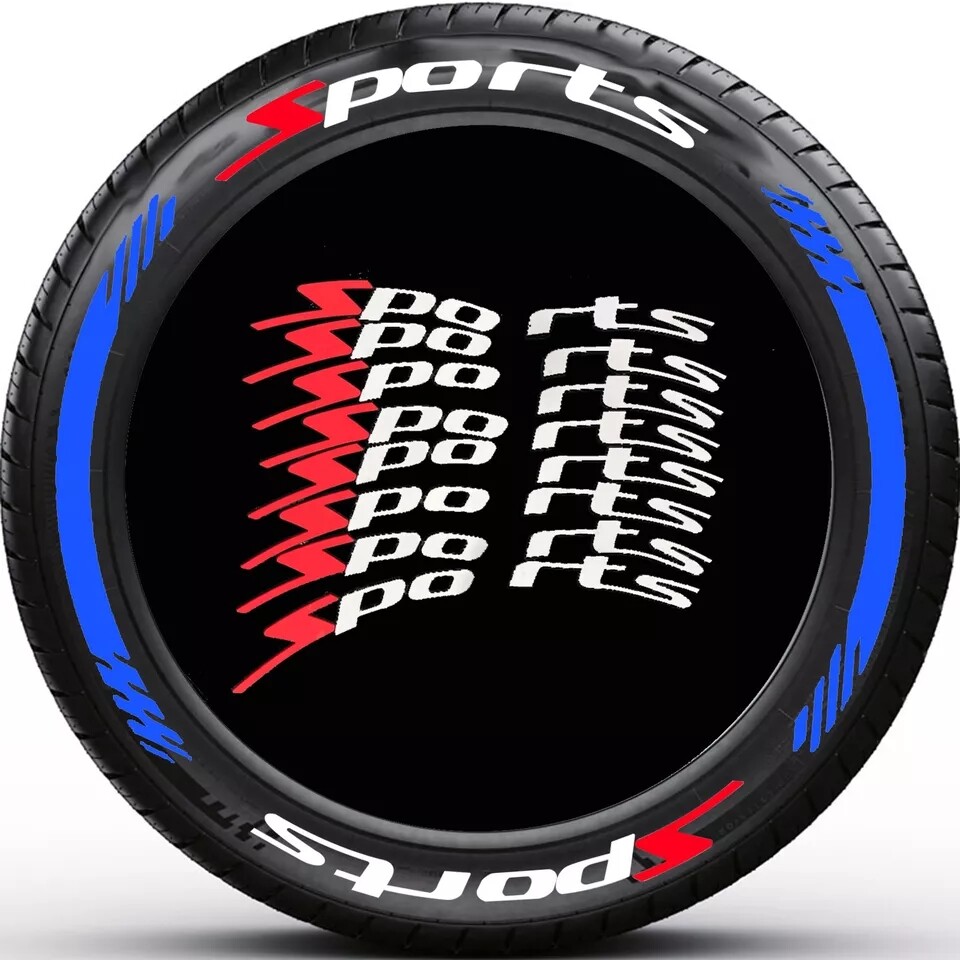 Permanent SPORTS+streaks 14-22" Tire Letters Stickers 4 Kits Decal 1.25 ...