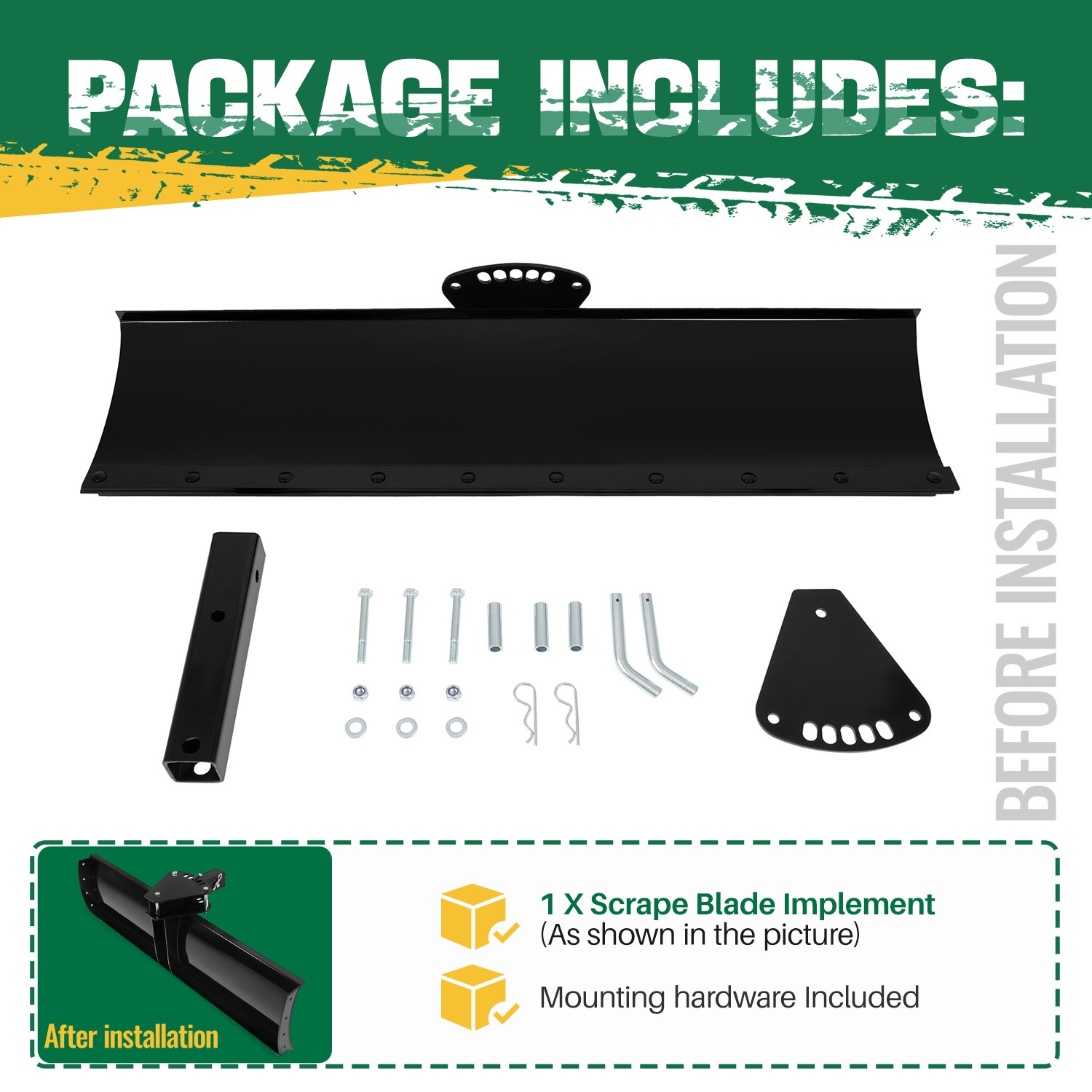 48" 3-Point Scrape Blade 2" Receiver ATV UTV Adjustable Scraper ...