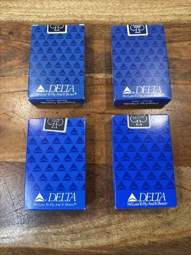 Delta Airlines Playing Cards Sealed Deck of Blue Logo Set Of 4 Packs | eBay