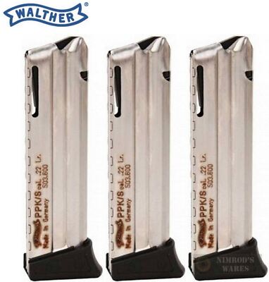 THREE Walther PPK PPKS 22LR 10-Round MAGAZINES 503600 Factory NEW FAST ...