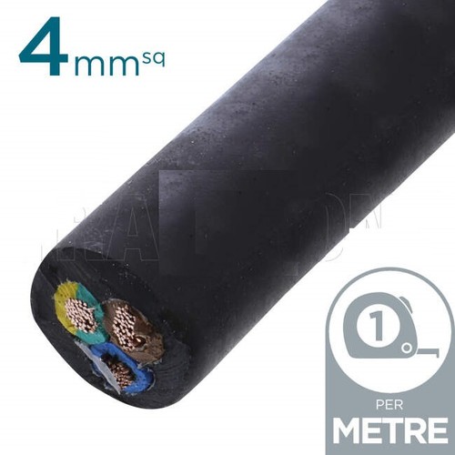 4mm x 3Core Rubber Cable Flex H07RNF Heavy Duty 36 Amp Cooker or Hot ...