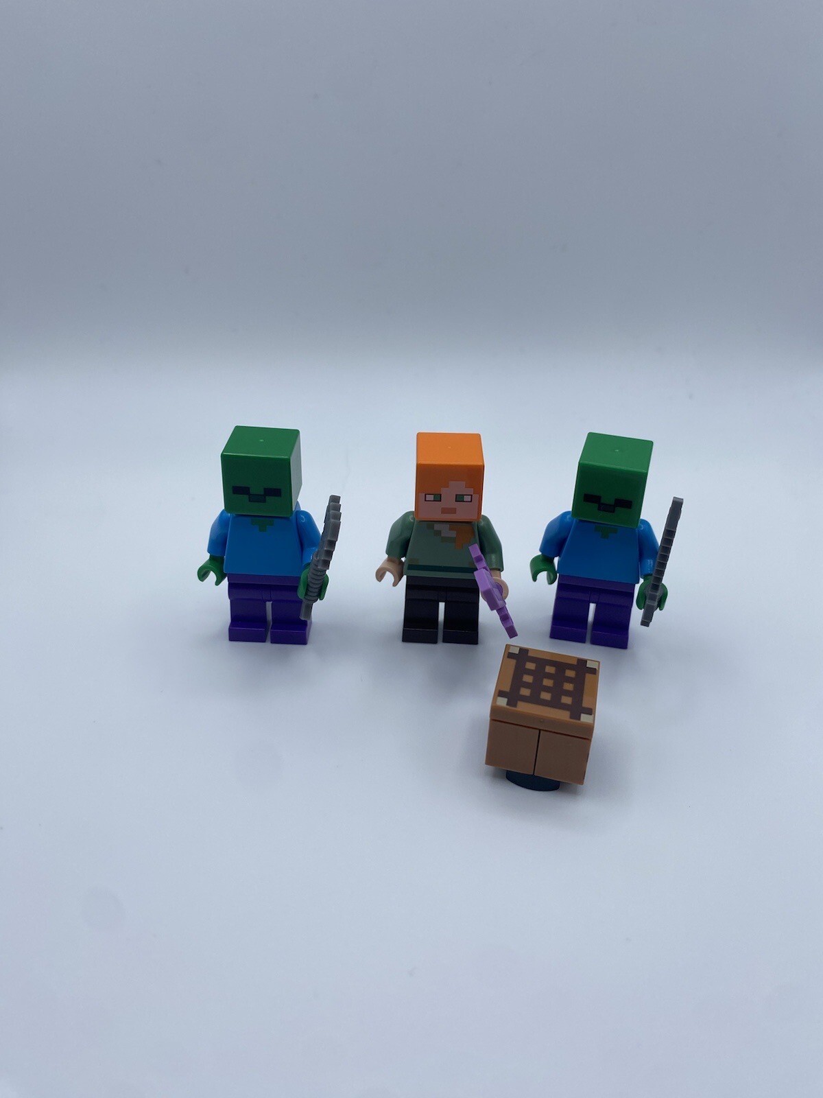 3x Lego Minifigure Lot 2 Zombies And 1 Alex Minifigure Along With A ...