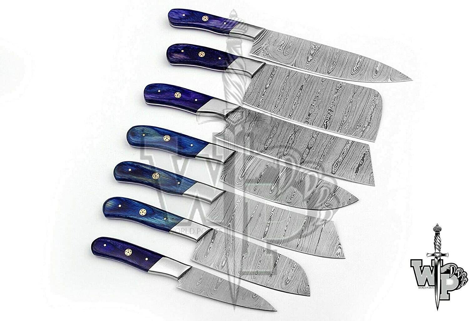 WP-Knives Custom Handmade Damascus Steel Splendid Kitchen Set Knives ...