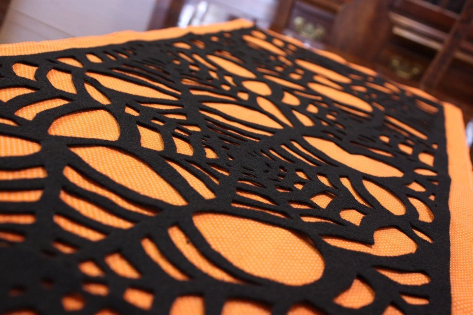 Crate & Barrel Spider Web 72" Table Runner Black Felt Spiderweb ...