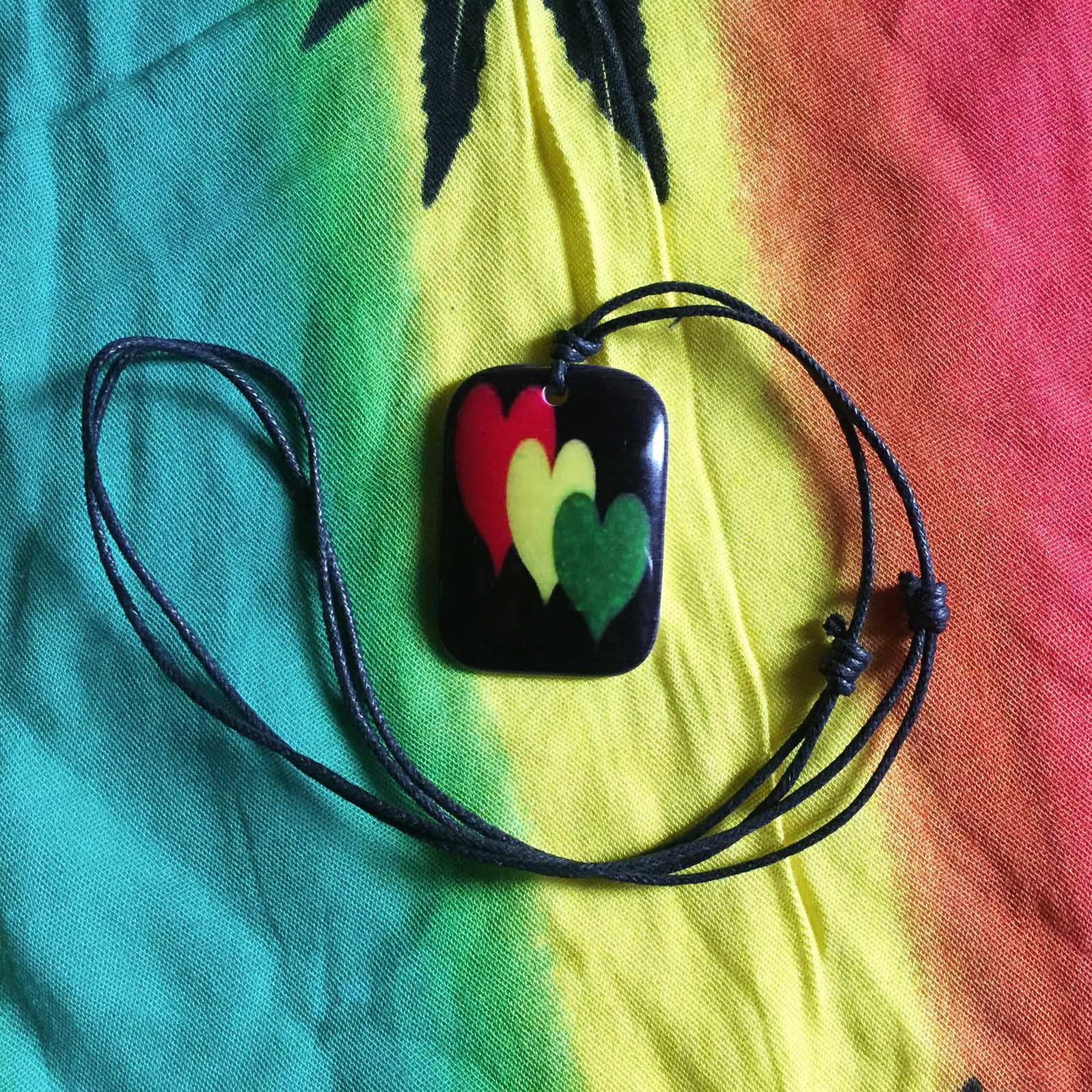 Black Cord Necklace Reggae Vibes Dog Tag Selassie Rasta Necklace ...