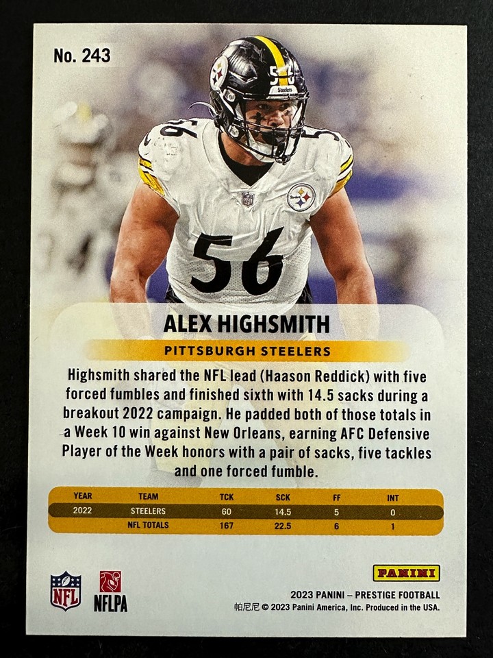 Alex Highsmith 2023 Panini Prestige Football Xtra Points Hyper Steelers ...