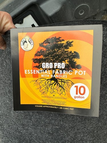 Gro Pro Essential Grow Bag 10 Gallon Capacity With Handles Fabric Round ...