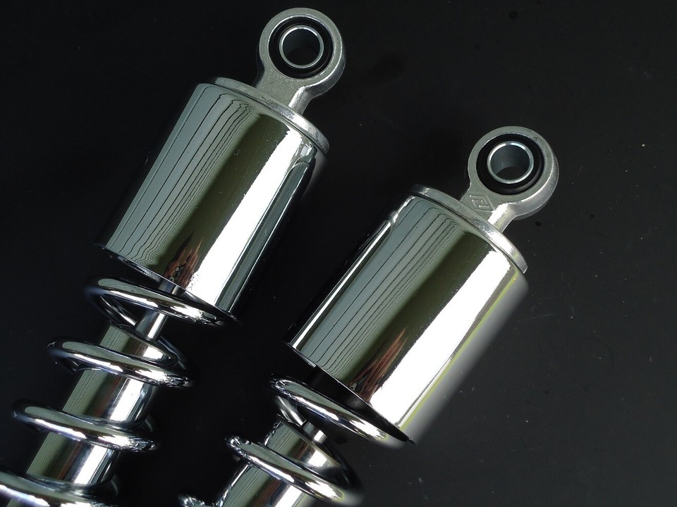 Kawasaki Z900 Z1000 Chrome Shock Absorbers Pair Rear Shocks KZ Z1 350mm ...