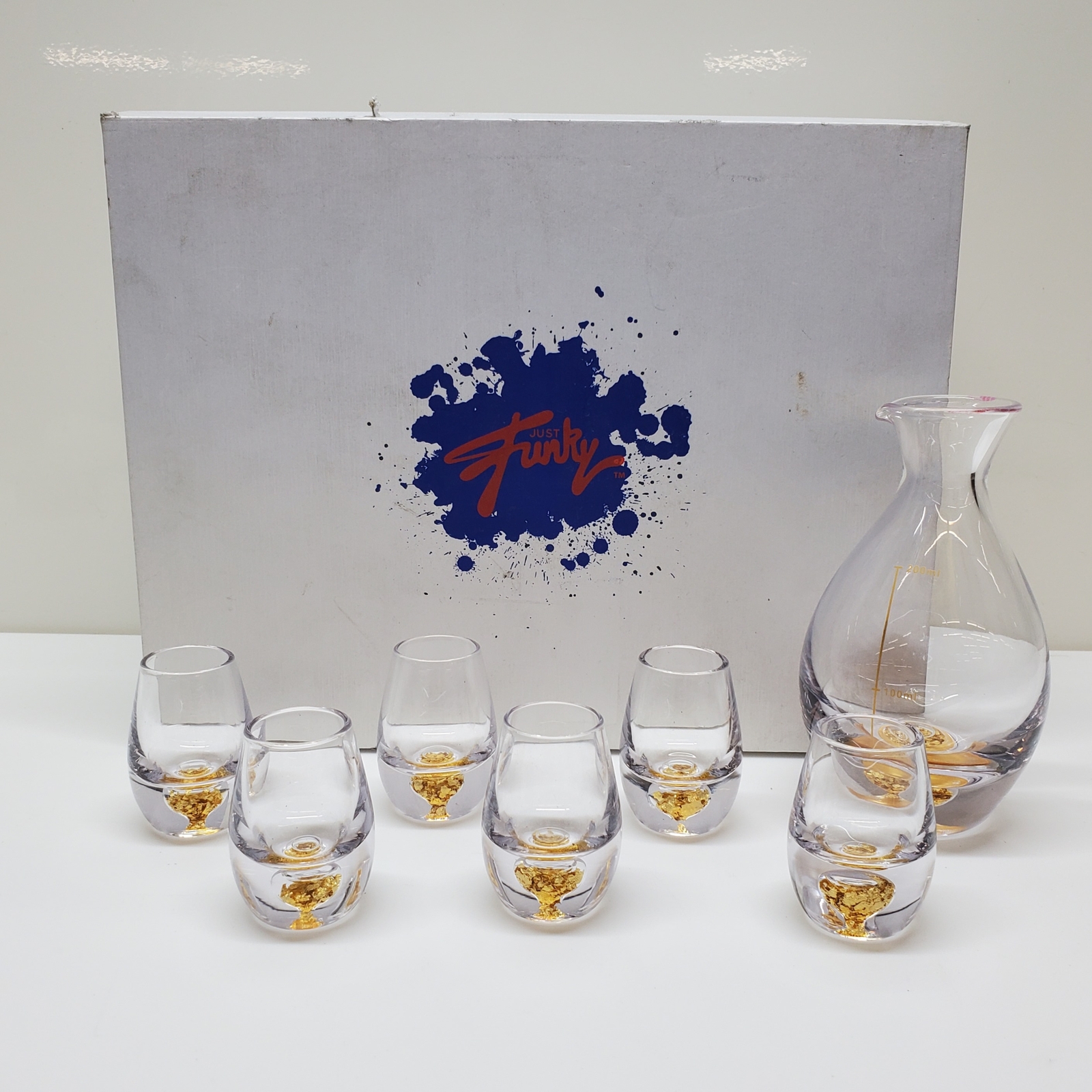 Just Funky Gold Foil Japanese Wine Glasses Set-IOB | eBay