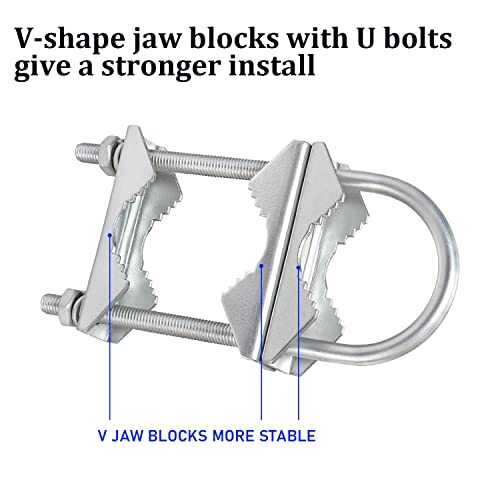 Double Antenna Mast Clamp V Jaw Block with U Bolts, Heavy Duty Mast to ...