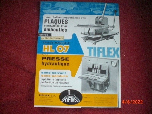 ANCIEN PROSPECTUS PUBLICITAIRE PRESSE HYDRAULIQUE TIFLEX | eBay