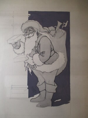 c 1910 Original Art SANTA CLAUS / Pencil Drawing Partially Inked ...