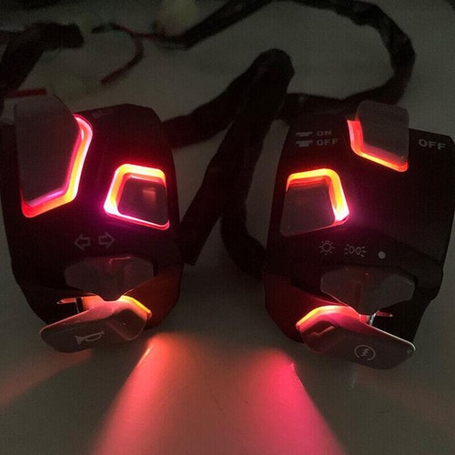 Pair Refit Motorbike Handle Bar Switch Control Button &Wiring Harness ...