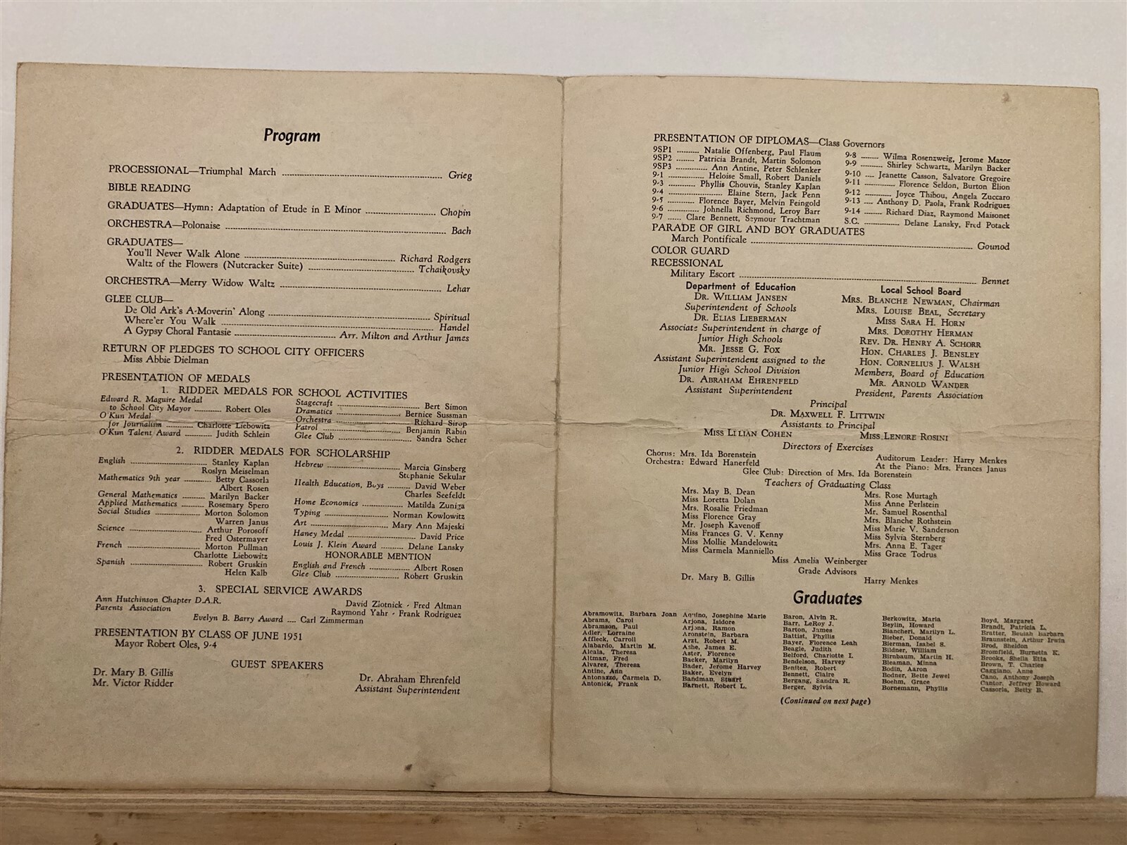 1951 Herman Ridder Junior High School Bronx New York Hunter College ...