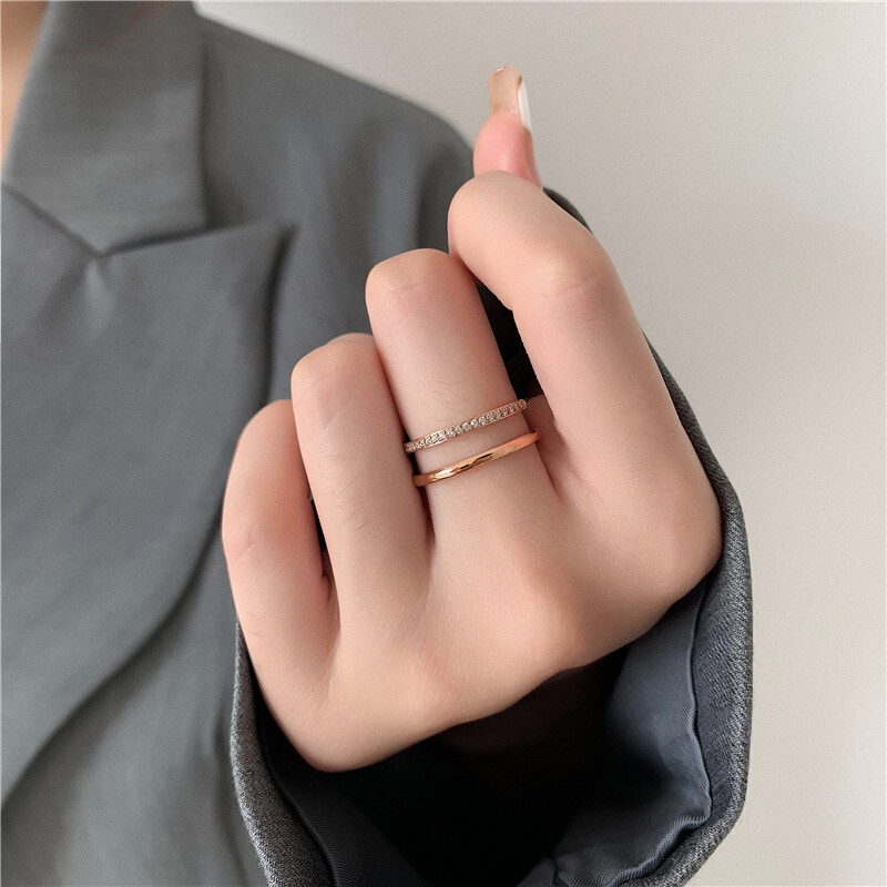 Diamond Accents Double-Layered Gold Ring Elegant and Sparkling ...